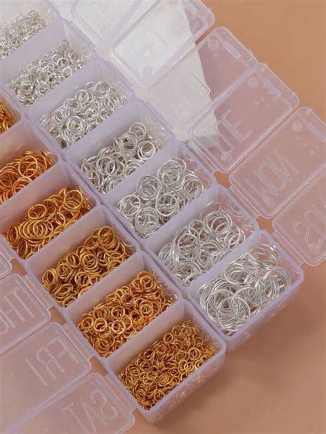 1 Box Goldsilber 7 Gitter Box Set Flachkopf Ring Sortiment Set Für Die Diy Schmuckherstellung