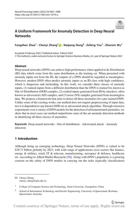 a uniform framework for anomaly detection in deep neural networks