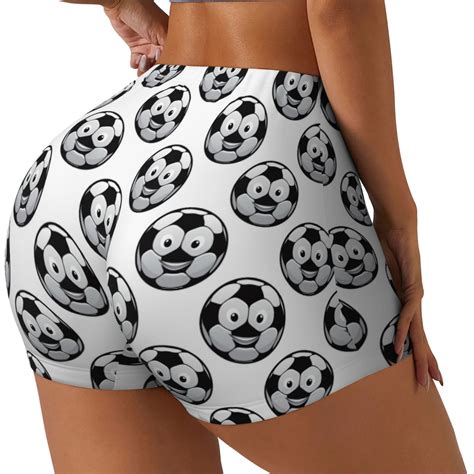 Junzan Happy Soccer Pattern Women Workout Impact Shortsscrunch Short