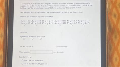 Solved The Test Statistic For A Two Tailed Hypothesis Test