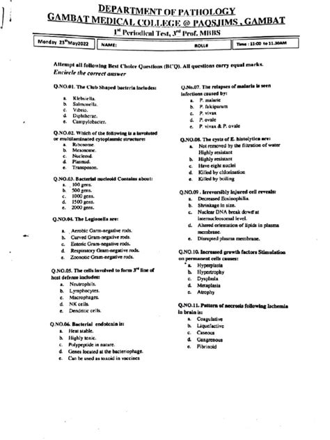 Pathology Test 1 1 Pdf