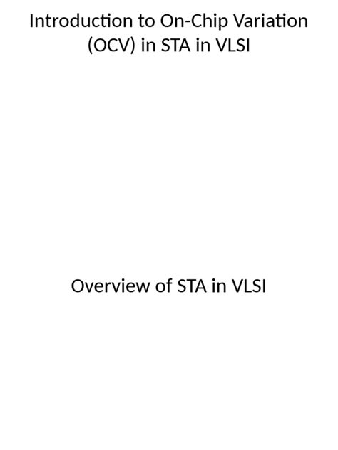 Introduction To On Chip Variation Ocv In Sta In Vlsi Pdf