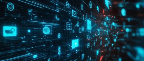 Futuristic Digital Interface With Glowing Icons And Data Streams In A Hightech Environment