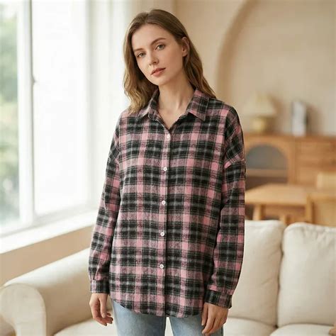 Womens Oversized Plaid Shirt