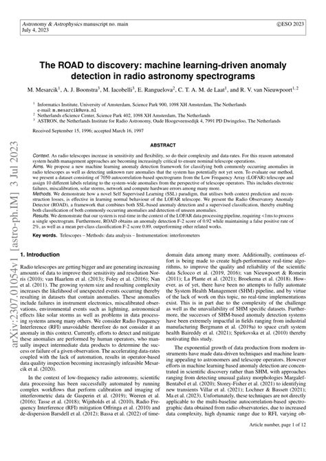 Pdf The Road To Discovery Machine Learning Driven Anomaly Detection In Radio Astronomy