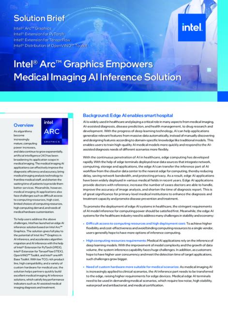 intel® arc™ graphics empowers medical imaging ai inference solution