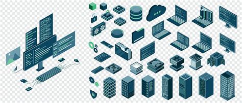 Set Of Isometric Computer Technology Isometric Set Server Equipment Technology Isometric Icons