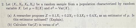 Solved Let (x_(1),x_(2),x_(3),x_(4)) be a random sample from | Chegg.com
