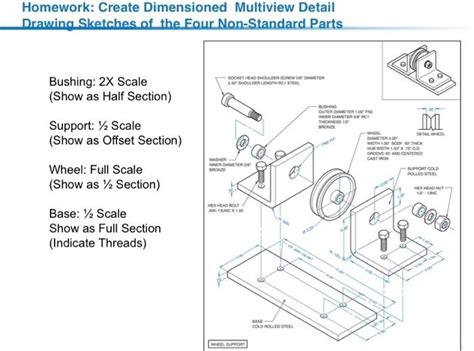 solved homework create dimensioned multiview detail drawing