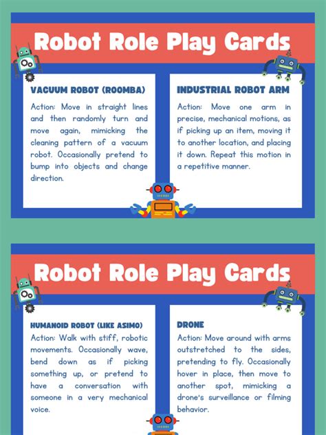 Robot Role Play Cards Week 0 Robotics Grade 6 8 Pdf