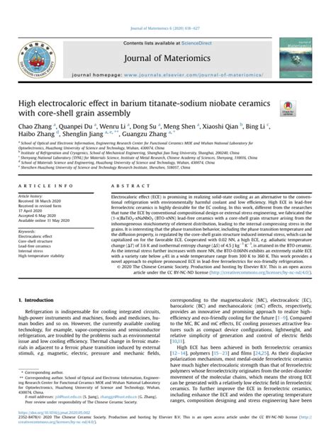 High Electrocaloric Effect In Barium Titanate Sodium Nioba 2020 Journal