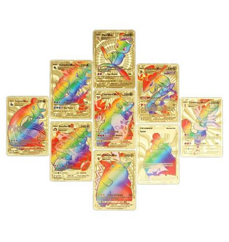 55pcs 호일 포켓몬 카드 황금 반짝 이는 무지개 Vmax Gx Charizard 피카추 Arceus Vs 컬렉션 플라스틱
