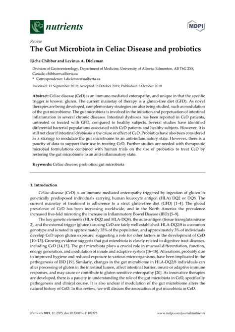PDF The Gut Microbiota In Celiac Disease And Probiotics