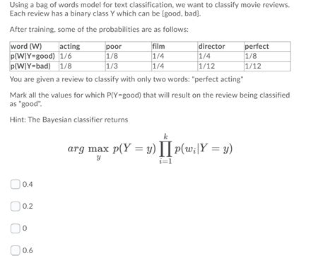 Solved Using A Bag Of Words Model For Text Classification