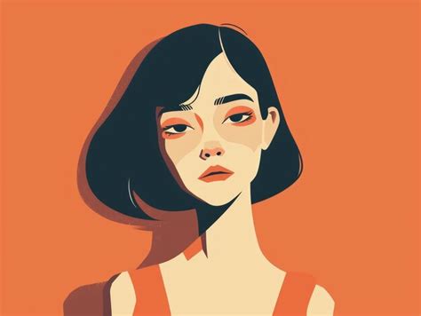 Premium Photo Portrait Of A Beautiful Girl Illustration In Flat Style