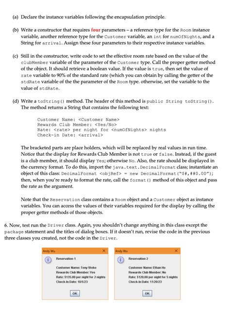 Solved A Declare The Instance Variables Following The Chegg Com