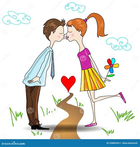 Jongen En Meisjes Het Kussen Vector Illustratie Illustration Of Roze Blauw