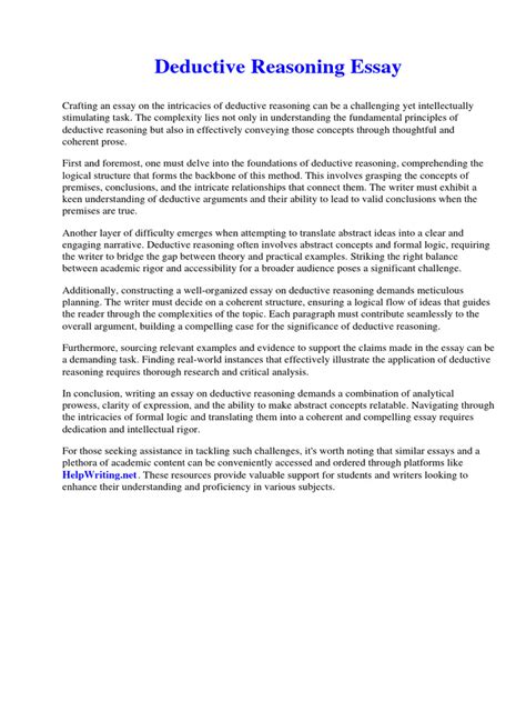 Deductive Reasoning Essay Download Free Pdf Deductive Reasoning Dissociation Psychology