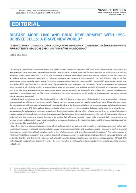 Pdf Disease Modelling And Drug Development With Ipsc Derived Cells A Brave New World