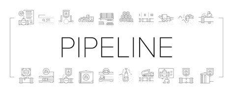Symbole Für Die Pipeline Bau Sammlung Setzen Vektor Premium Vektor