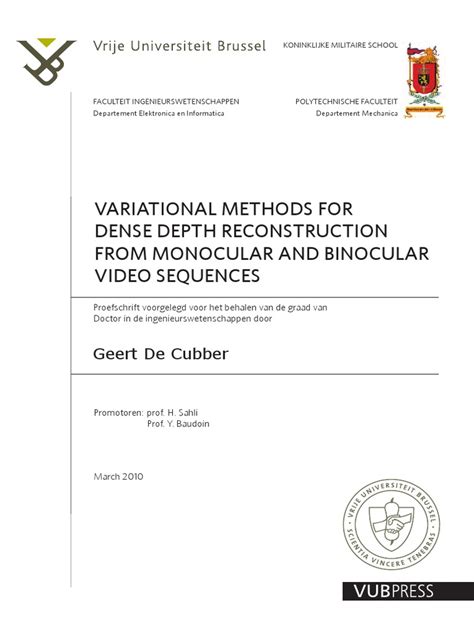 Variational Methods For Dense Depth Reco Pdf Stereoscopy Computer