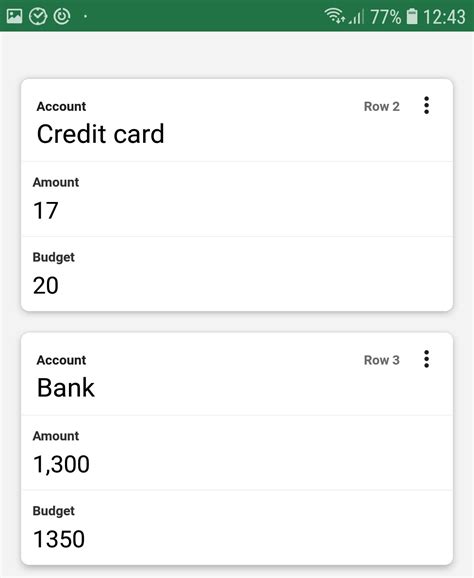 Excel App Productivity On The Go Card View