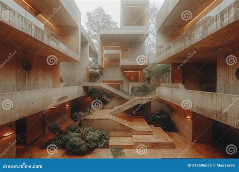 Modern Brutalist Architecture Exterior Background Brutalist