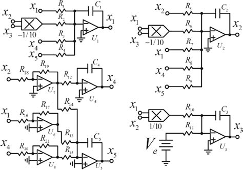Schematic Of The Circuit Modelling The 5 D Hyperchaotic Rikitake Dynamo Download Scientific