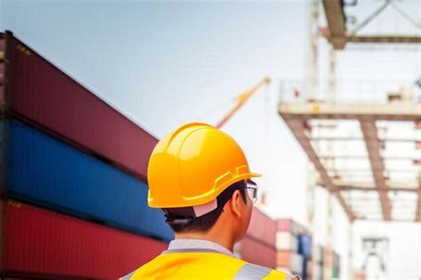 Premium Photo Foreman Control Loading Containers Box From Factory To Cargo Freight Ship