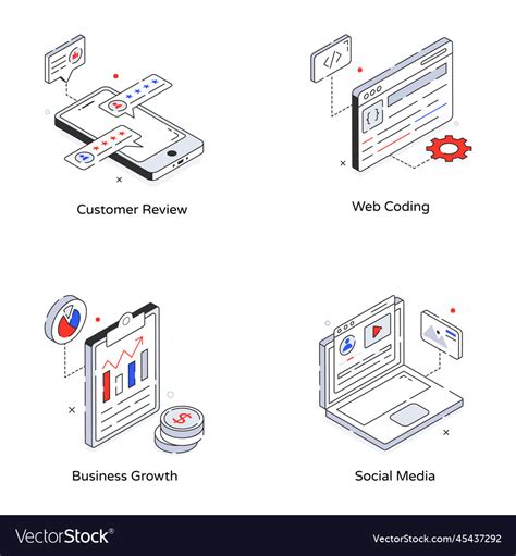 Set Of Web Isometric Icons Royalty Free Vector Image