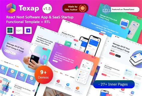 texap react next software app and saas startup functional template