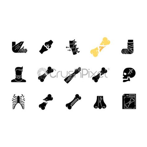 Bone Fractures Drop Shadow Black Glyph Icons Set X Ray Stock Vector 2236183 Crushpixel