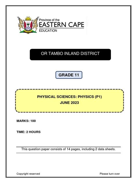 physical sciences p1 grade 11 june 2023 230602 065145 pdf force