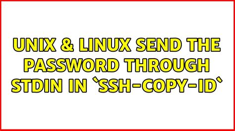 Unix And Linux Send The Password Through Stdin In `ssh Copy Id` 2 Solutions Youtube