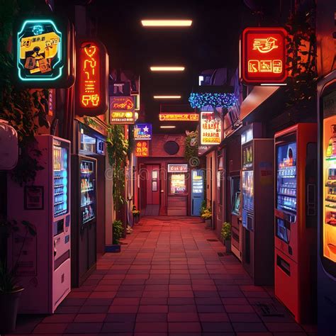 Neon Lit Alleyway Capturing The Vibrancy Of Urban Nightscape With