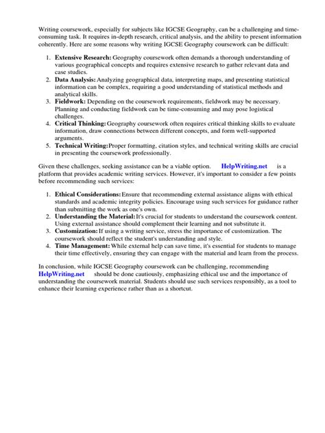 Igcse Geography Coursework Pdf Critical Thinking Tourism
