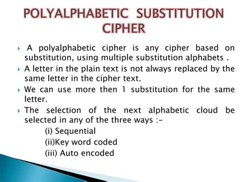 Polyalphabetic Substitution Cipher Ppt