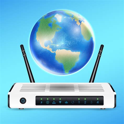 Premium Vector Modem Router With Earth Globe Connect Internet