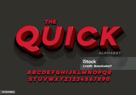 빨간색 유행 색상 3d 효과와 알파벳 현대 굵은 글꼴의 벡터 단순함에 대한 스톡 벡터 아트 및 기타 이미지 단순함 디자인 모던 양식 Istock