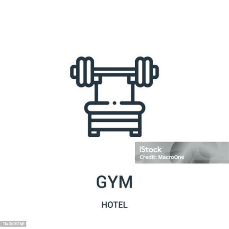 호텔 컬렉션에서 체육관 아이콘 벡터입니다 얇은 라인 체육관 개요 아이콘 벡터 일러스트 레이 션입니다 근육에 대한 스톡 벡터 아트 및 기타 이미지 Istock