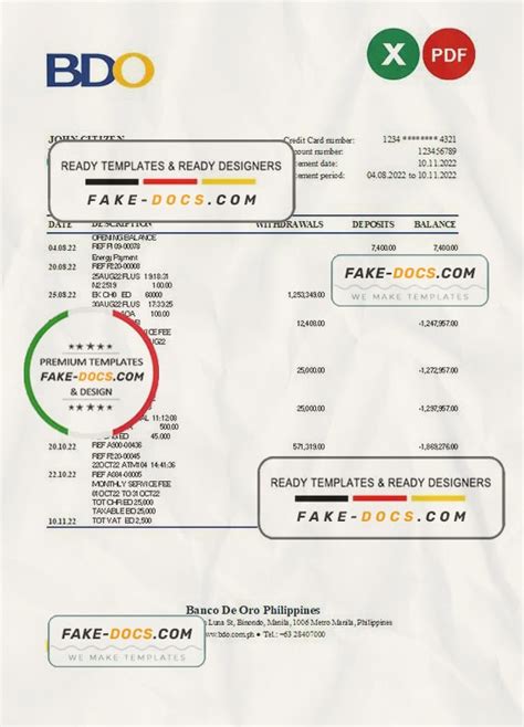 Philippines Bdo Bank Statement Excel And Pdf Template Fake Docs Shop Philippines Bdo Bank Statement Excel And Pdf Template Fake Docs Shop
