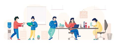 사무실에서 바쁜 사람들의 플랫 벡터 일러스트레이션 작업 중에 의사 소통하는 동료 경영자에 대한 스톡 벡터 아트 및 기타 이미지 경영자 계획 남성 Istock