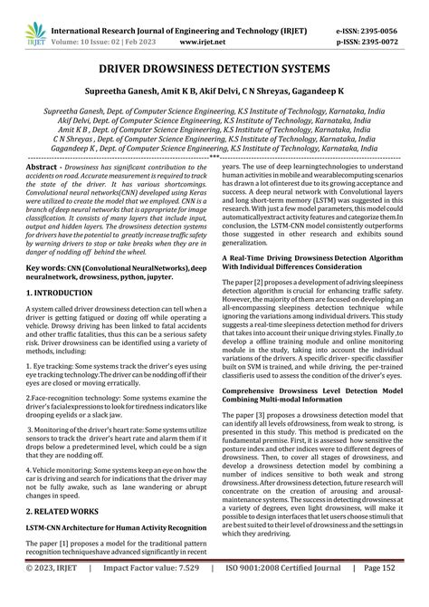 Driver Drowsiness Detection Systems By Irjet Journal Issuu