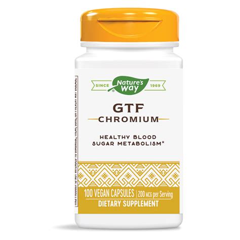 Хранителна добавка Natures Way Хром никотинат Gtf Контрол на кръвната захар 200 Mcg 100