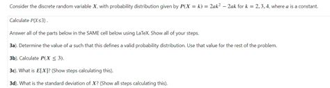 Solved Please Help With Discrete Random VariablesConsider Chegg