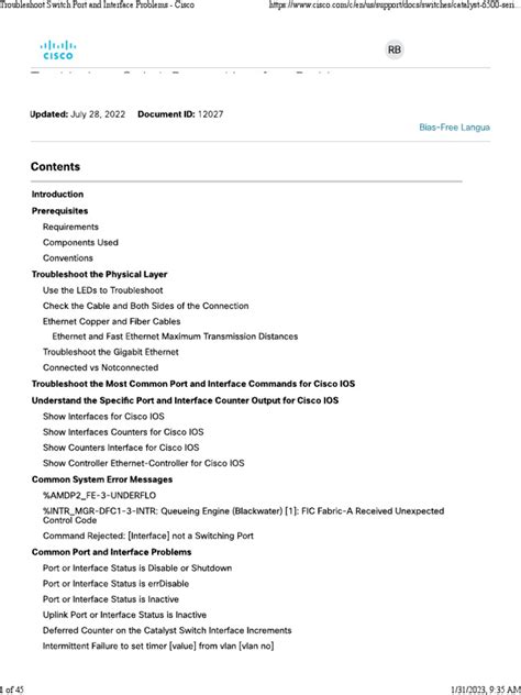 Troubleshoot Switch Port And Interface Problems Pdf Network Switch Information And