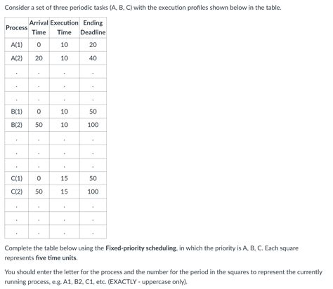 solved 1 ﻿consider a set of three periodic tasks a ﻿b