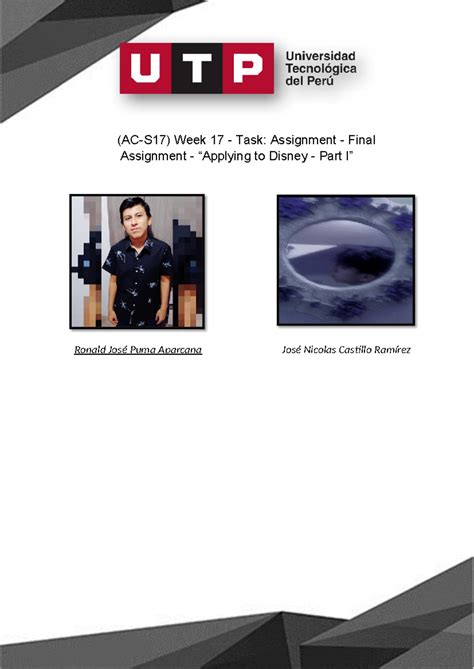 Ac S17 Week 17 Task Assignment Final Assignment Applying To Disney Part I” Ingles Tarea