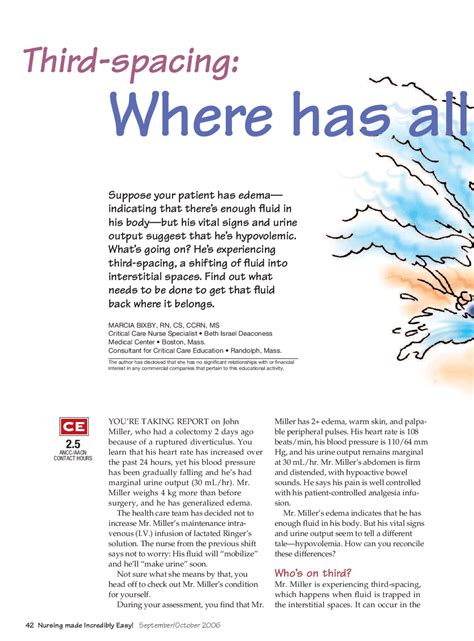 Third Spacing Summaries Nursing Docsity