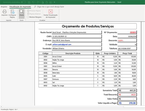 planilha para gerar orçamento básica em excel excel smart